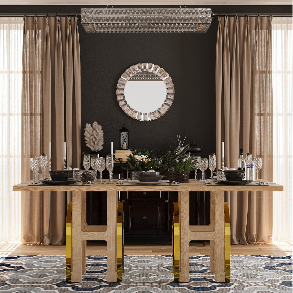 Everly Quinn 94" Farmhouse Solid Wood Dining Tables For 6-10,Large Long Dining Room Tables With ...